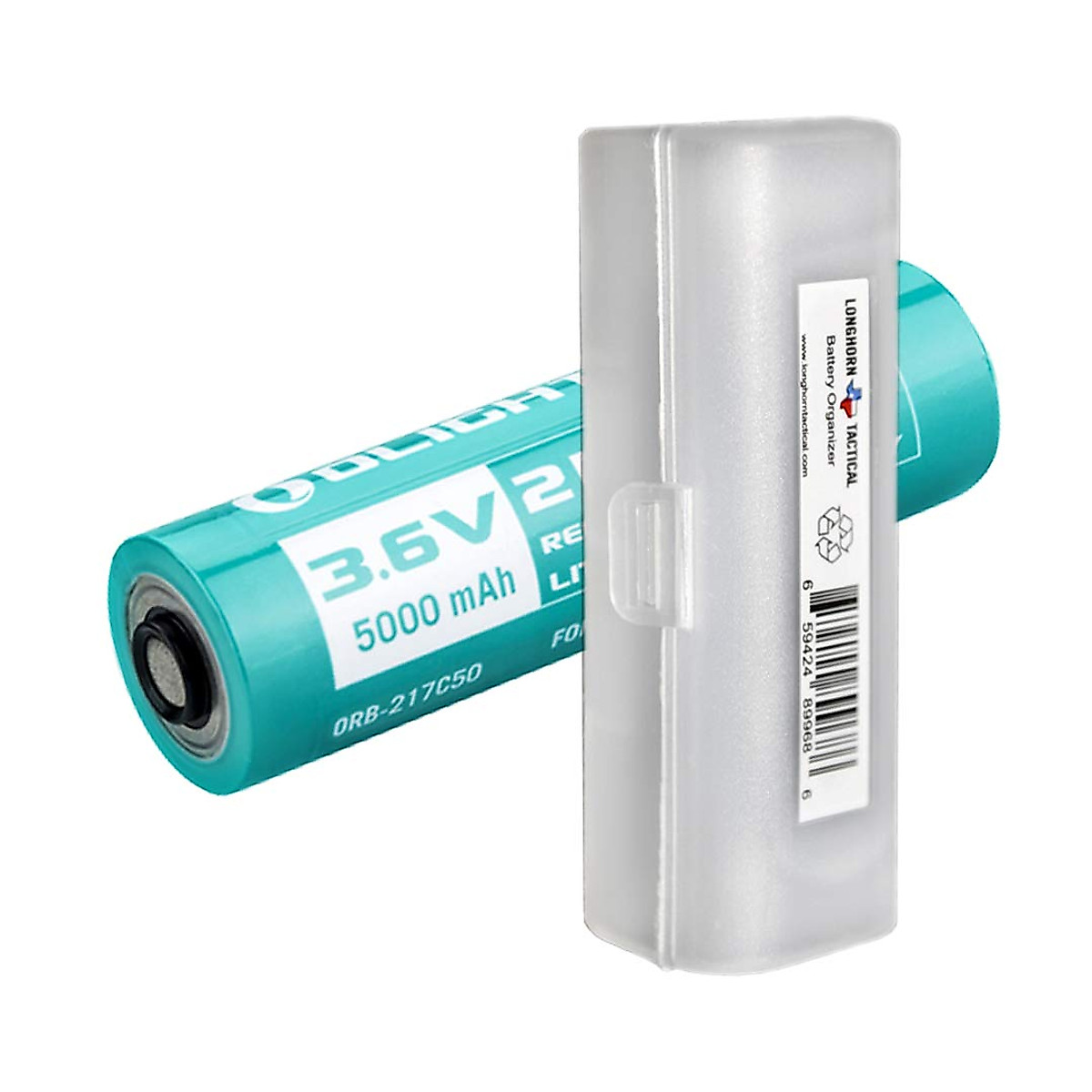 OLIGHT 5000mAH Customized Rechargeable Battery (217C50) Seeker 2/3, Seeker 2/3/4 Pro, Warrior X Pro, Freyr, and Odin Flashlights, with Battery Organizer