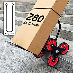 Stair Climber Hand Truck Dolly, Heavy Duty 330 Lb Capacity Trolley Cart with Telescoping Handle and Rubber Wheels 6 Rubber Wheels and Rope for Moving Logistics Warehouse