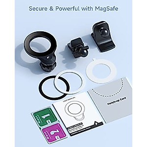 Compatible with Magsafe Car Mount, Magnetic Phone Holder for Car [Strongest Magnets],2 in 1 Super Stable Dashboard & Air Vent Car Phone Mount Fit for iPhone 14/14 Pro/14 Max/13/13 Pro All Phones