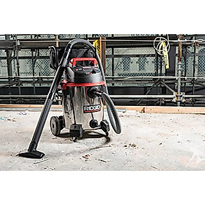 RIDGID 50353 1610RV Stainless Steel Wet Dry Vacuum, 16-Gallon Shop Vacuum with Cart, 6.5 Peak HP Motor, Large Wheels, Pro Hose, Drain, Blower Port