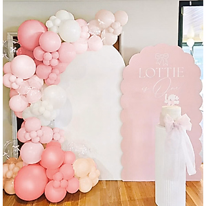 Boho Soft Pink Balloon Arch Garand Kit 153pcs 18/10/5 Inch Retro Pink Macaroon Orange Light White Latex Balloon for Baby Shower Bridal Wedding Girl Birthday Anniversary Gender Reveal Party Decorations