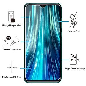 NEW'C 3 Pack Designed for Xiaomi Redmi Note 8 Pro, Redmi 9 Screen Protector Tempered Glass, Case Friendly Anti Scratch Bubble Free Ultra Resistant