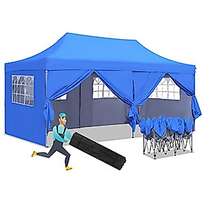 WONLINK 10x20 ft Instant Pop up Canopy, Party Tent Folding Heavy Duty Gazebos with Removable Sidewalls and Wheeled Bag Waterproof