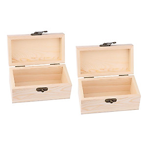 Unfinished Wood Box , Dedoot 2 PCS 5.5x2.75x2.87 Inch Small Wood Craft Box with Locking Clasp Rectangle Wood Gift Box Organizer for Jewelry Artist Tool and Brush Storage Box