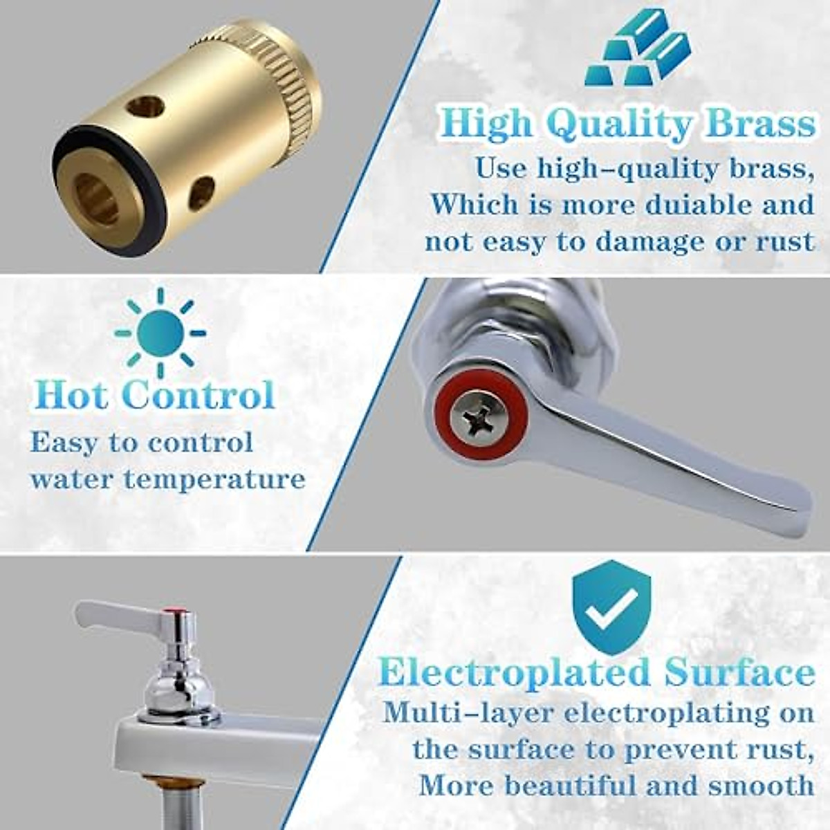 DNShorix 002714-40 Hot Side Handle Stem Assembly, Replacement Fit for T&S Brass All Faucets, Red