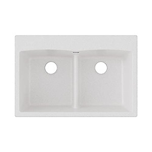 Elkay Quartz Classic ELGDLB3322WH0 Equal Double Bowl Drop-in Sink with Aqua Divide, White