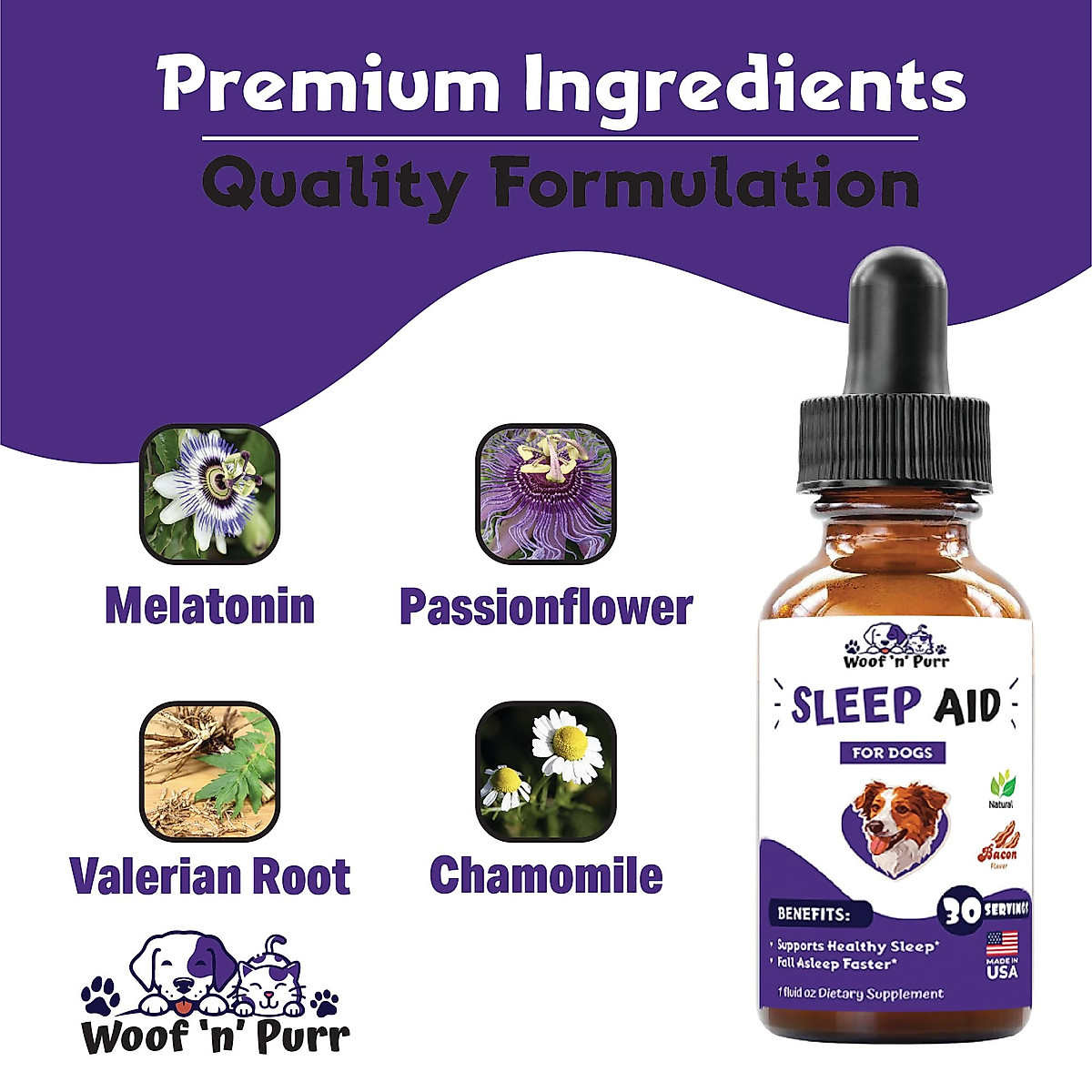 Natural Dog Sleep Aid - Sleep Aid for Dogs - Dog Melatonin - Promotes Deep, Restful Sleep in Dogs - Melatonin for Dogs - Dog Calming - Calming for Dogs - Dog Anxiety Relief - 1 fl oz