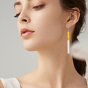 YUNXI 2 Pairs Harajuku Creative Funny Cigarette Butt Drop Dangle Earrings Wacky Lifelike Cigarette Earrings for Women Unisex Cool Punk Jewelry (Silver)