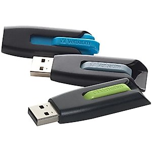 Verbatim 16GB Store 'n' Go V3 USB 3.0 Flash Drive - 3pk - Blue, Green, Gray