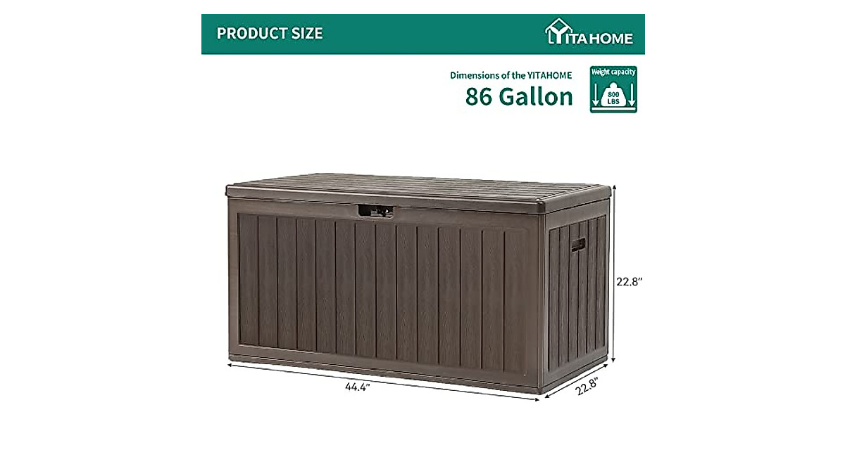 YITAHOME 86 Gallon Deck Storage Box | Waterproof & Durable Outdoor Storage