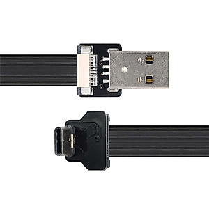 xiwai 0.5M Up Down Angled USB 2.0 Type-A Male to USB-C Type-C Male Data Flat Slim FPC Cable for FPV & Disk & Phone