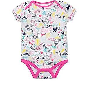 WARNER BROS Justice League Newborn Baby Girls 5 Pack Cosplay Costume Bodysuits Logo Girls 0-3 Months