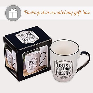Christian Art Gifts Ceramic Coffee Mug for Women and Men 12 oz Black and White Inspirational Coffee Cup - Trust in the Lord - Proverbs 3:5 Non-Toxic, Lead and Cadmium-free Novelty Drinkware