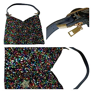 WIGUYUN Womens Mermaid Sequins Shoulder Bag Reversible Sequin Handbag Purse Sparkling Tote Shiny Hobo Bag,Black