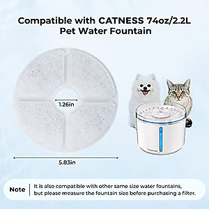 Cat Fountain Filter Replacement Compatible with Dogness 74oz/2.2L Cats Water Fountain (D09/D08), Triple Filtration System Filters Set for Catness Dogness Cat Pet Dog Water Fountains Dispenser, 3 Pack