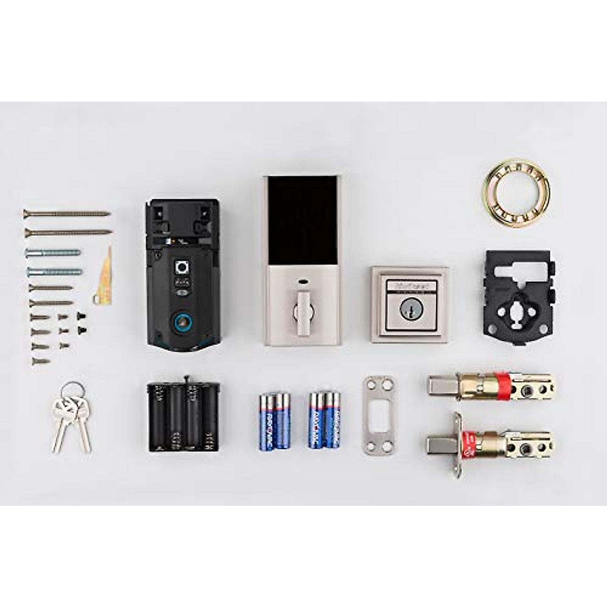 Kwikset 99250-206 Kevo Contemporary Touch-to-Open Bluetooth Smart Square Door Lock Deadbolt Featuring SmartKey Security, Satin Nickel