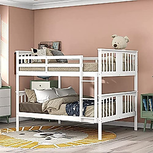 STP-Y Twin Over Twin Bunk Bed with Trundle, Solid Wood Bunk Beds for (White) (Color : White, Size : Full Over Full)