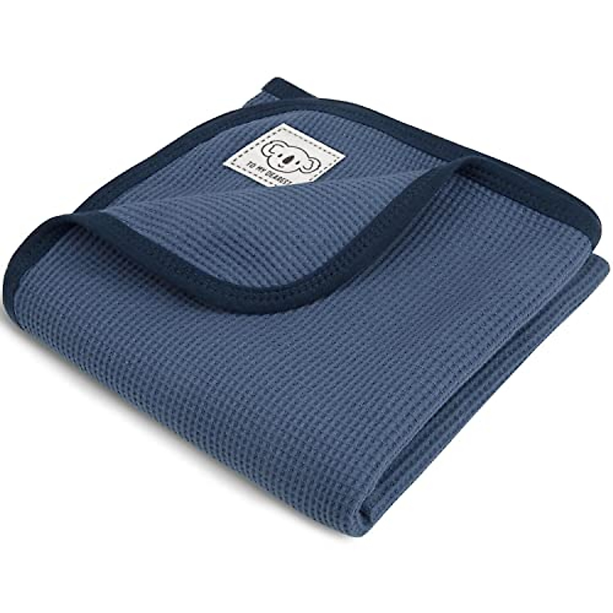 100% Cotton Waffle Baby Blanket for Boys Girls Soft Lightweight Toddler Bed Blanket with Cute Koala Design for All Season Infant Blanket 30 x 30 Inch Blue