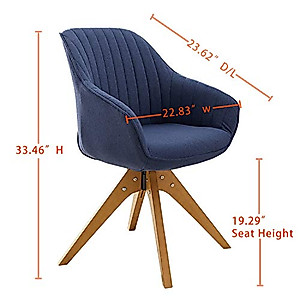 Art Leon Mid Century Modern Swivel Accent Chair with Arms, Beech Wood Legs Upholstered Computer Desk Chair for Small Spaces Home Office Living Room Bedroom, Royal Blue