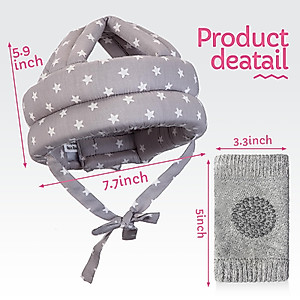 Geyoga 2 Pack Baby Safety Helmet for Crawling Walking with 2 Pairs Knee Pads Baby Head Protector Adjustable Baby Head Cushion Bumper Bonnet for Learning to Walk(Owl Style)