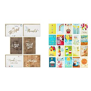 Hallmark Thank You Cards and Birthday Cards Assortment (68 Cards with Envelopes)