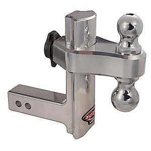 Trimax TRZ8AL 8" Premium Aluminum Adjustable Hitch with Dual Hitch Ball and T5 Receiver Lock, Polished Aluminum