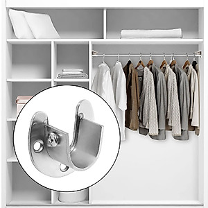 Augiimor 6PCS 3/4 Inch Closet Rod End Supports, Heavy Duty Stainless Steel Wardrobe Closet Rod Bracket, Flange Rod Holder with Screws, Silver