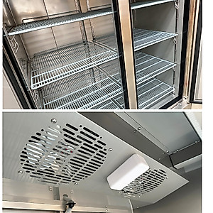 Commercial Freezer 2-Doors Solid Upright Reach in Two Section Stainless Steel NSF 54" Width, Capacity 47 Cuft, Bottom Mounted Restaurant Quality Kitchen Side by Side Cold -8°F