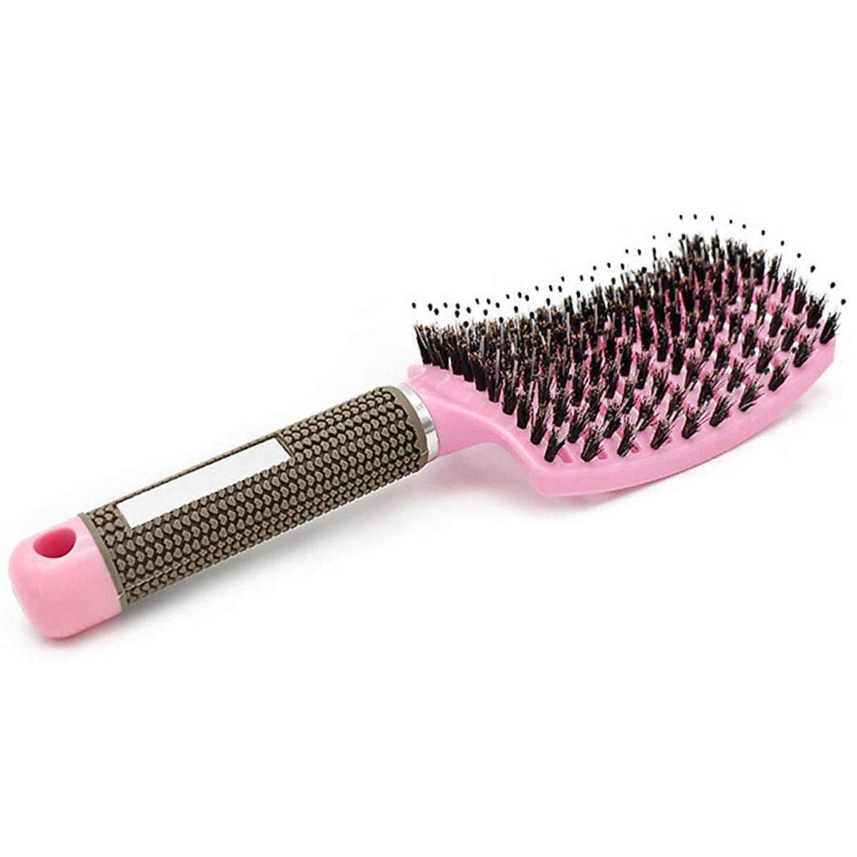 Vented Curved Boar Bristle Hair Brush Paddle Brush for Blow Drying, Anti-frizz Detangling Brush Styling Hairbrush Comb for Curly Fine Wavy Natural Tangled Hair, Wet or Dry Use