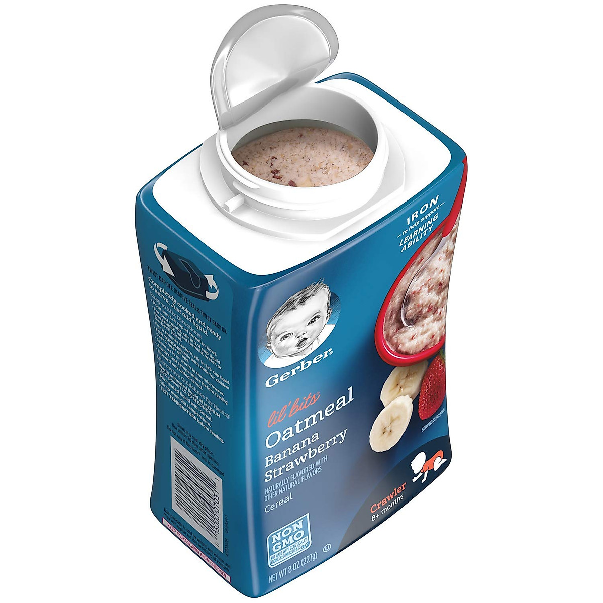 Gerber Lil' Bits Baby Cereal, Oatmeal Banana Strawberry, 8 Ounce (8 oz (Pack of 2))