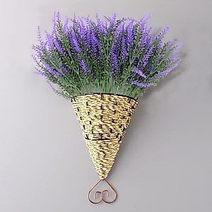 10 Bundles Artificial Lavender Flowers Outdoor Fake UV Resistant Shrubs Faux Plastic Plants for Indoor Outdoors Home Office Garden Porch Window Box Hanging Wedding Decorations