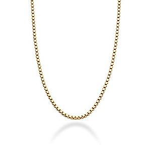 Miabella Solid 18K Gold Over 925 Sterling Silver Italian 1mm Box Chain Necklace for Women Men, Made in Italy (Length 20 Inches)