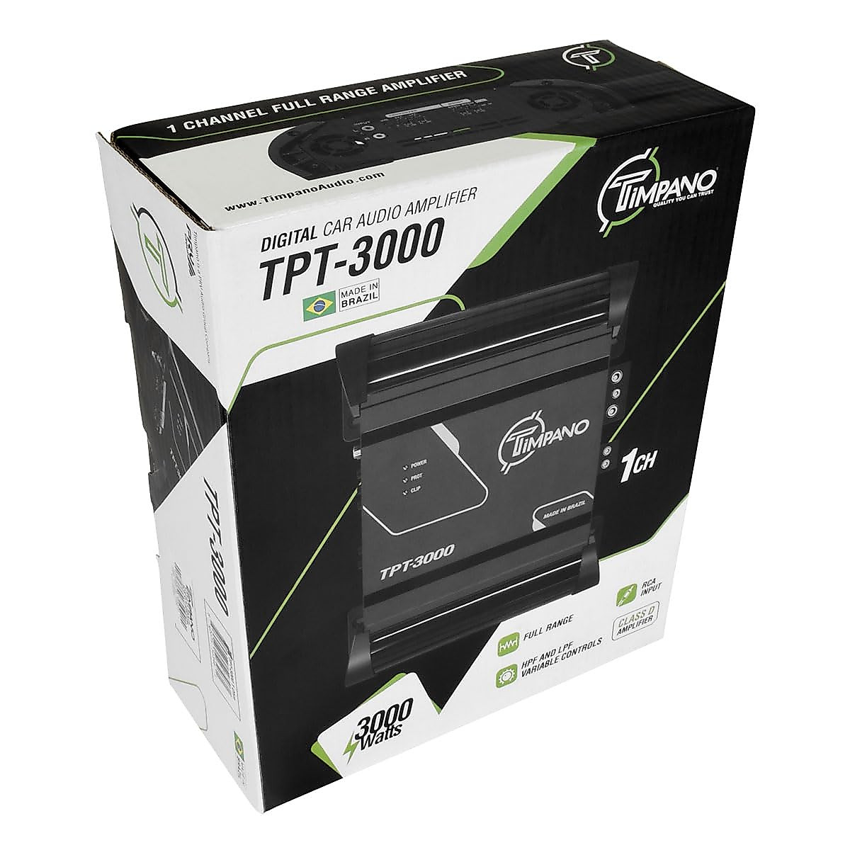 Timpano TPT-3000 1 Ohm Compact Amplifier 3000 Watts, 1 Channel, Full Range Amp Class D for The Installation of Car Speakers, Loudspeakers, Drivers and Tweeters on Car Audio Systems