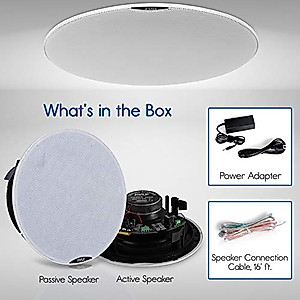 Pyle Pair 6.5” Bluetooth Universal Flush Mount in-Wall in-Ceiling 2-Way Speaker System Dual Polypropylene Cone & Polymer Tweeter Stereo Sound 300 Watts (PDICBT67), Black