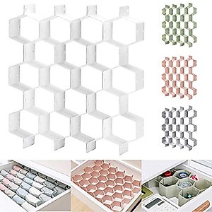 Kocuos Honeycomb Separator Adjustable Drawer Organizer Divider for Underwear Belt-Scarf Socks Organizer (White)