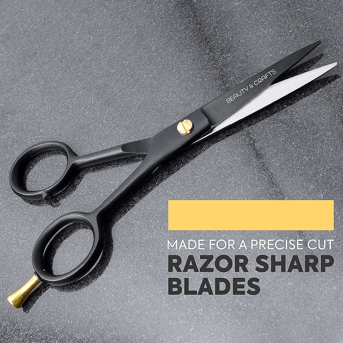 Beauty & Crafts- 5'' German Beard Mustache Scissor- 2 Mustache Combs For Facial Hair with Beautiful Pouch - Beard Trimming Scissors Use For Grooming, Cutting, And Styling Of Mustache (Black)