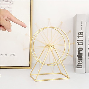 Faddare Modern Ferris Wheel Ornament Tabletop Small Figurines Metal Art Home Decor Living Room Bookshelf Decorations Object(Gold Square Base)