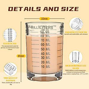 Shot Glass Measuring Cup 3 Ounce/90ML Liquid Heavy High Espresso Glass Cup Black Line