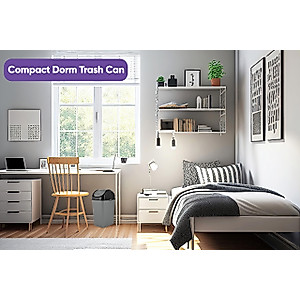 Superio Trash Can with Swing Top Lid 9 Gallon, Grey and Black Slim Waste Bin Durable Plastic 37 Qt Fit Small Spaces, Office, Bathroom, Under