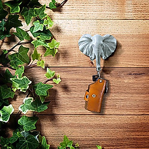 HERNGEE Elephant Head Single Wall Hook/Hanger Animal Shaped Coat Hat Hook Heavy Duty, Rustic, Decorative Gift, Grey