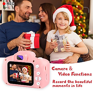 Kids Digital Camera, Toddler Camera, Kid Camera with 2 Inch Screen and 32Gb SD Card, Camera for Kids, Toys for Over 6 Year Old Girls, Birthday Gift Christmas Toy for 6 7 8 Children by Nidoot(Pink)