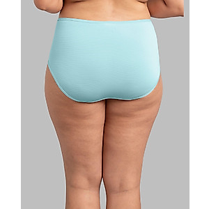 Fruit of the Loom Women's Breathable Underwear, Moisture Wicking Keeps Comfortable, Available, Cooling Stripes-Plus Size Brief-6 Pack-Colors May Vary, 10 Plus