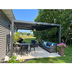 PURPLE LEAF Louvered Pergola 10' x 13' Outdoor Aluminum Pergola with Adjustable Roof for Deck Backyard Garden Grey Hardtop Gazebo