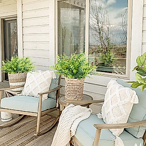 Dehoxara Artificial Boxwood 6 Bundles, Artificial Greenery Stems Fake Outdoor Plants UV Resistant No Fade Desk Plant for Home Office Bathroom Garden Porch Hanging Planter Window Box Decorating