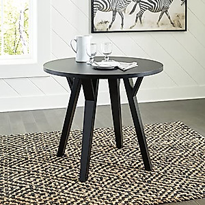 Signature Design by Ashley Otaska Mid Century Modern Round Dining Room Table, Black