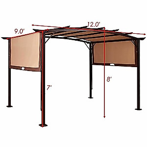 BBQ Gazebo Canopy 12' x 9' Pergola Kit Metal Frame Gazebo &Canopy Cover Patio Furniture Shelter Grill Gazebo Shelter for Patio, Garden