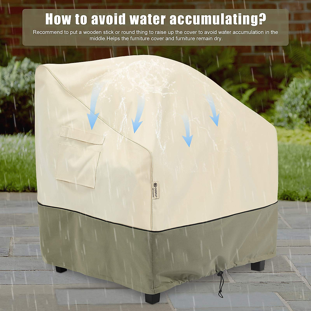 COSFLY Patio Furniture Covers Waterproof, Outdoor Chair Covers 1 Pack Heavy Duty - Fits up to 29W x 30D x36H Inches (1 Pack)