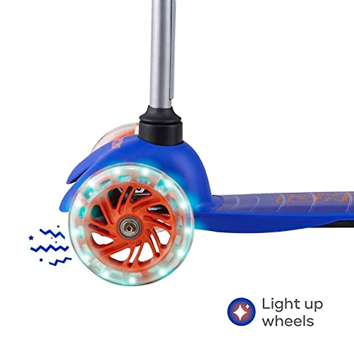 Ignight Blue/Orange 3 Wheel Scooter for Boys and Girls Ages 3+, Max Weight 75lbs, Foot-Activated Brake - Durable, Comfortable, & Easy to Ride