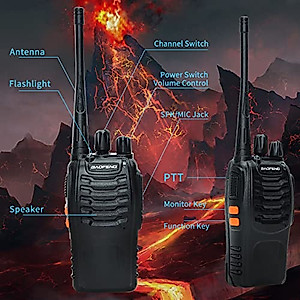 Baofeng Walkie Talkies Rechargeable Long Range Two-Way Radios with Earpieces,2-Way Radios UHF Handheld Transceiver Walky Talky with Flashlight Li-ion Battery and USB Charger（2 Pack）