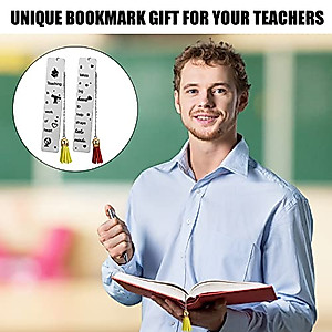 10 Pieces Teacher Bookmark Teachers Appreciation Gift for Back to School First Day of School Teachers Day Graduation Book Page Marker with Pendant for Teacher of Preschool High School